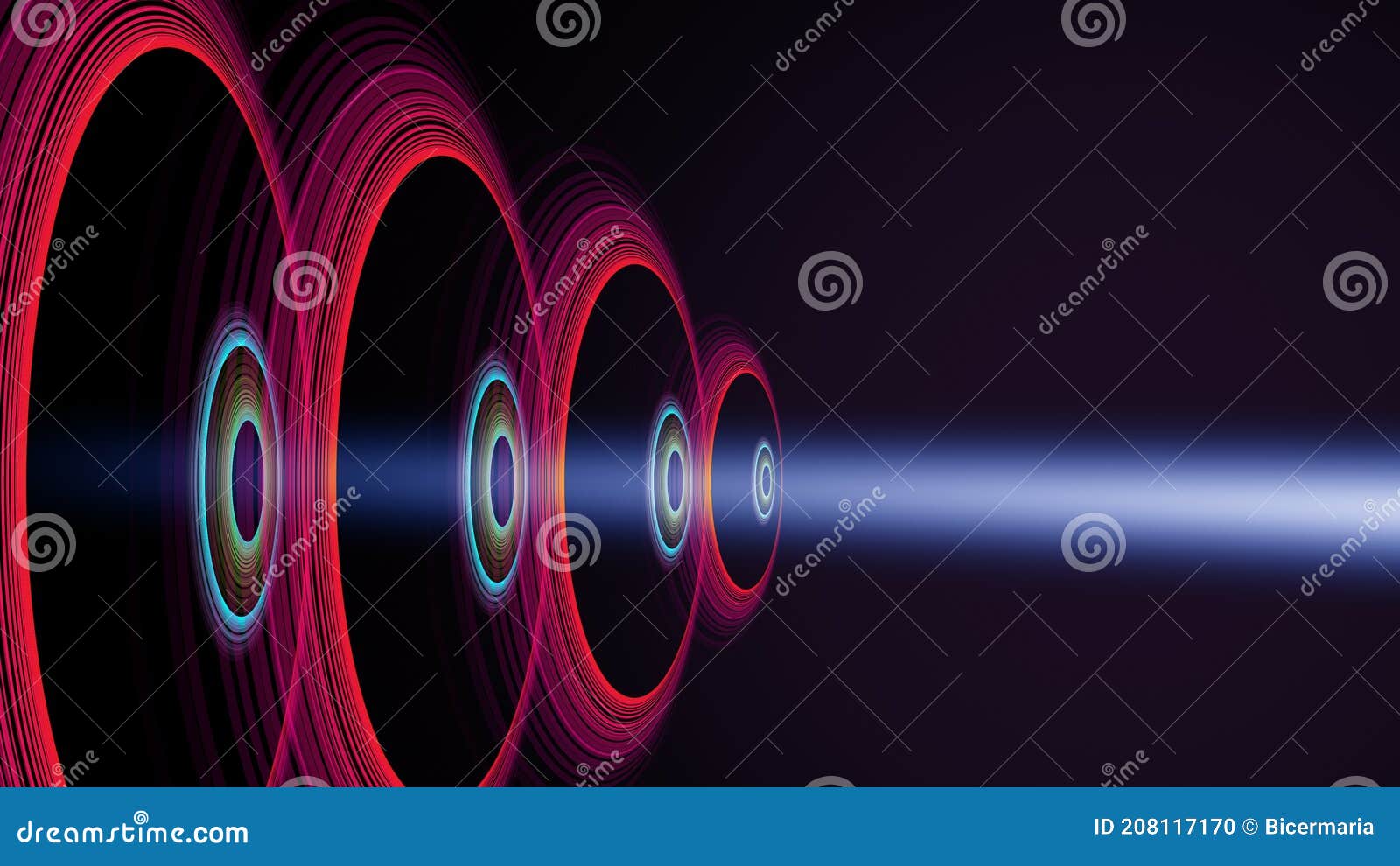 Four Abstract Pink Wheels on Dark Blue Background Illustration. Stock ...