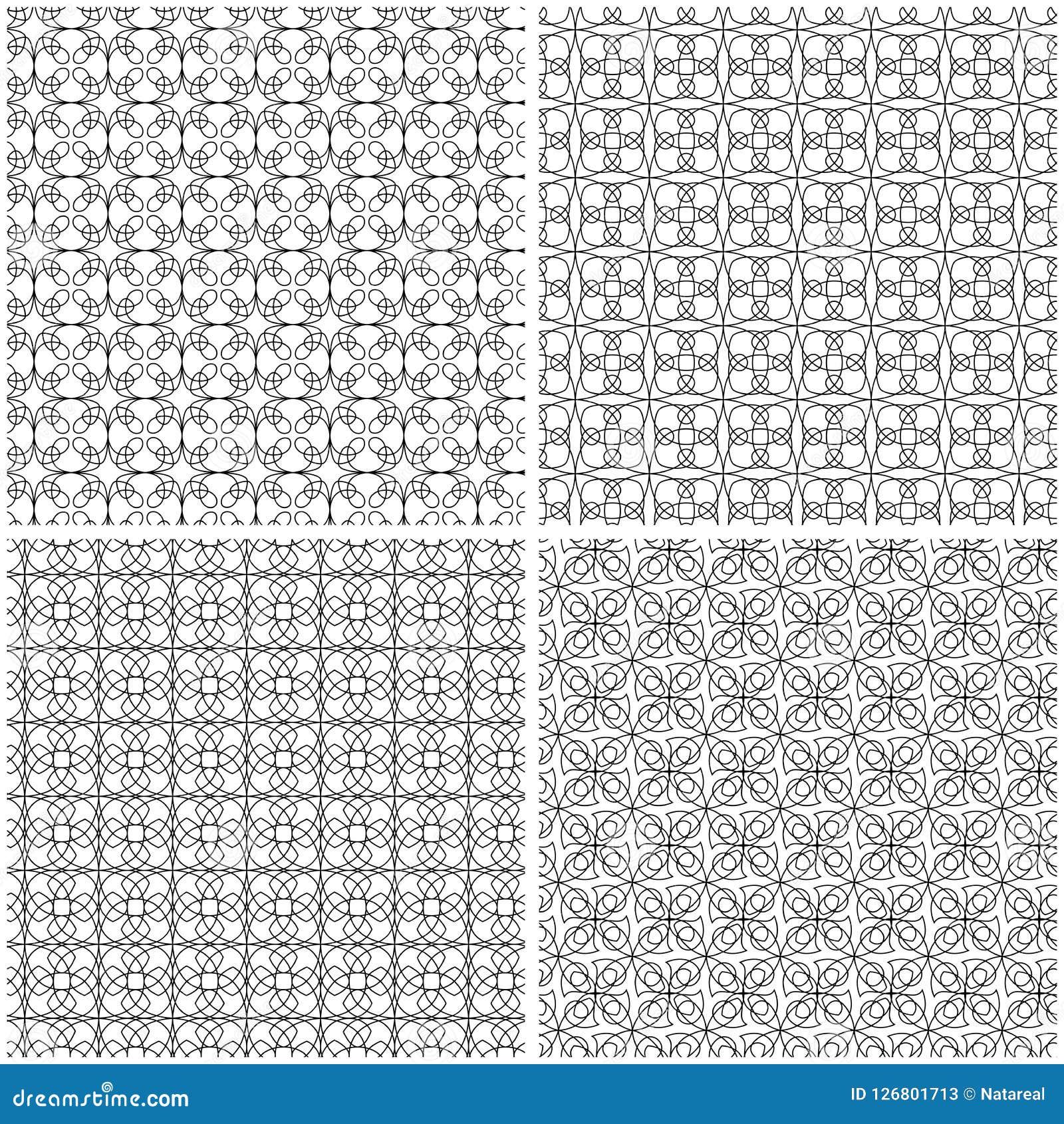 Four Mesh Seamless Patterns Stock Illustration - Illustration of ...