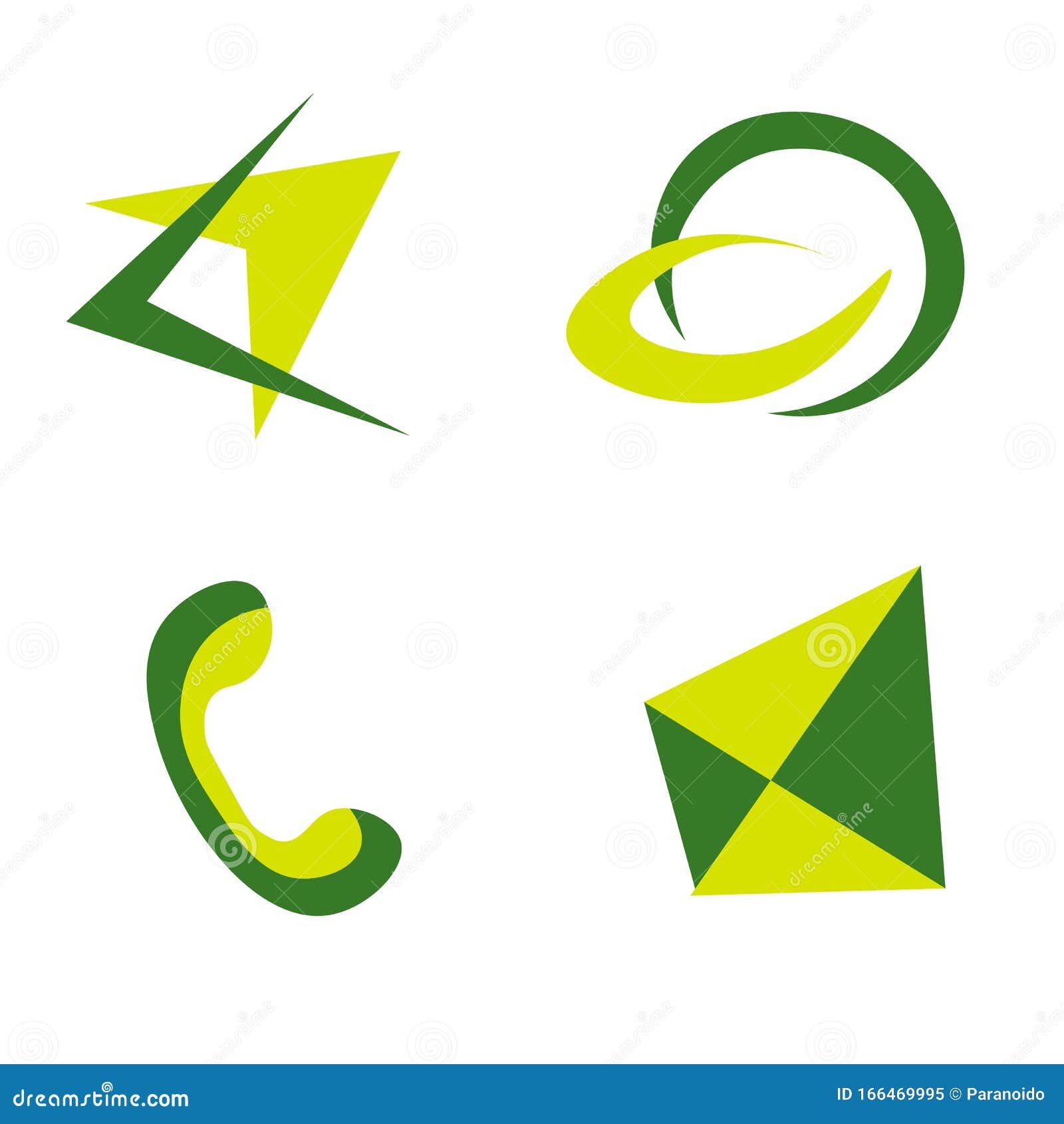 Set of Four Web Icons or Logos in Yellow and Green Colors Stock Vector ...