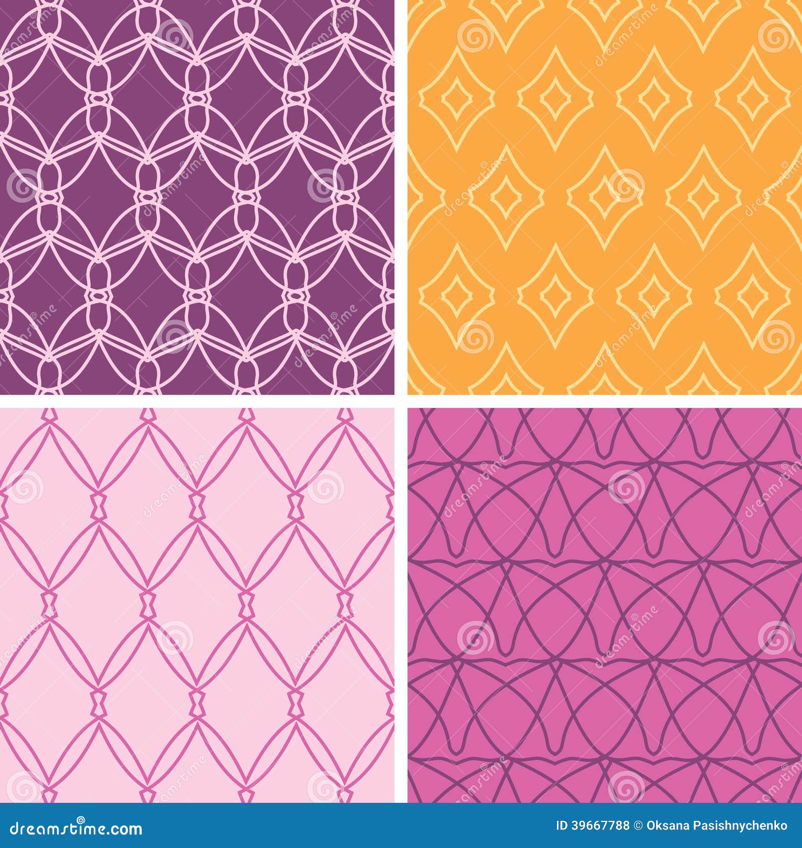 Four Abstract Wire Shapes Seamless Patterns Set Stock Vector ...