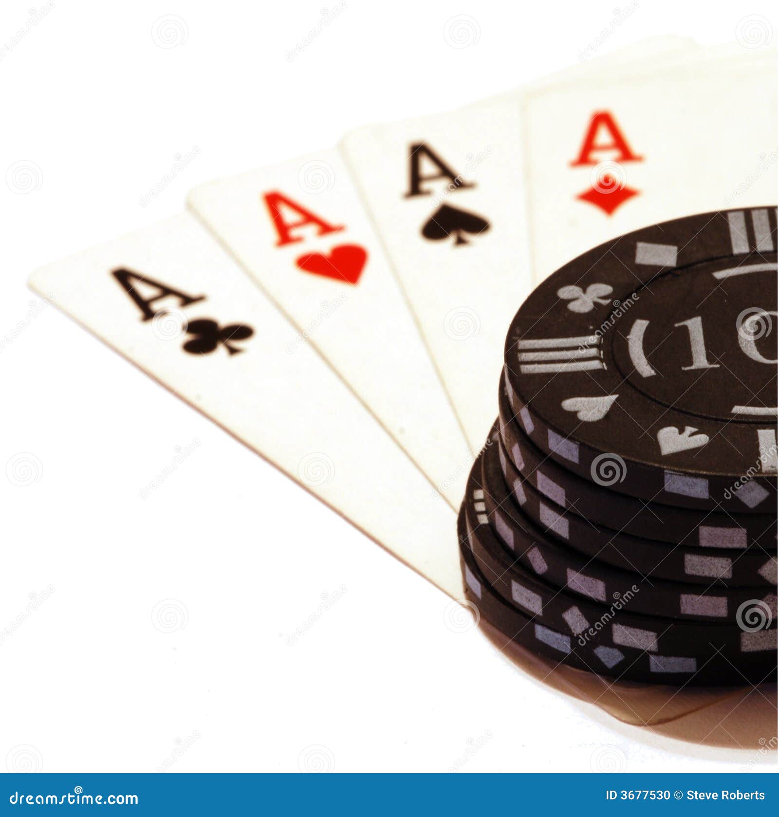 Four Aces and a Big Stack of Chips Stock Photo - Image of stud, game ...