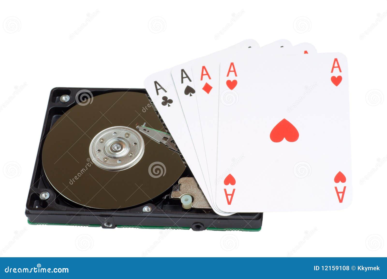 Four Aces and Magnetic Computer Hard Disk Stock Photo - Image of hard ...