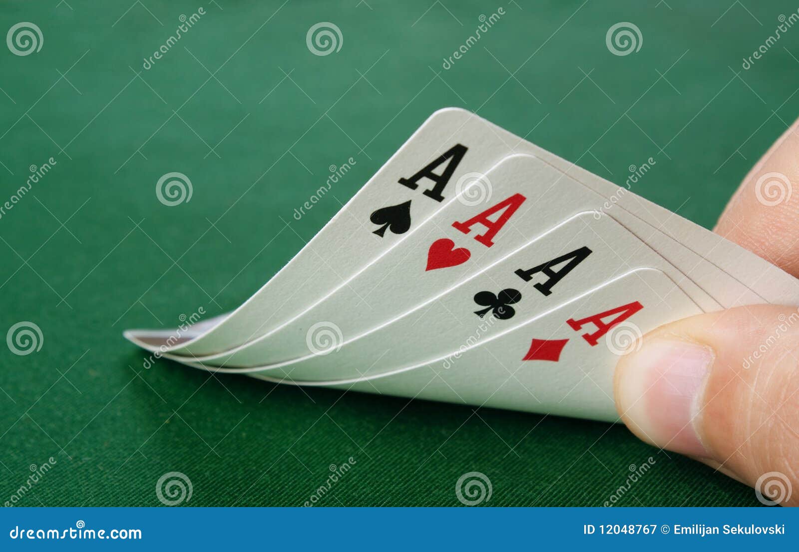 Four aces poker hand stock image. Image of poker, luck - 12048767
