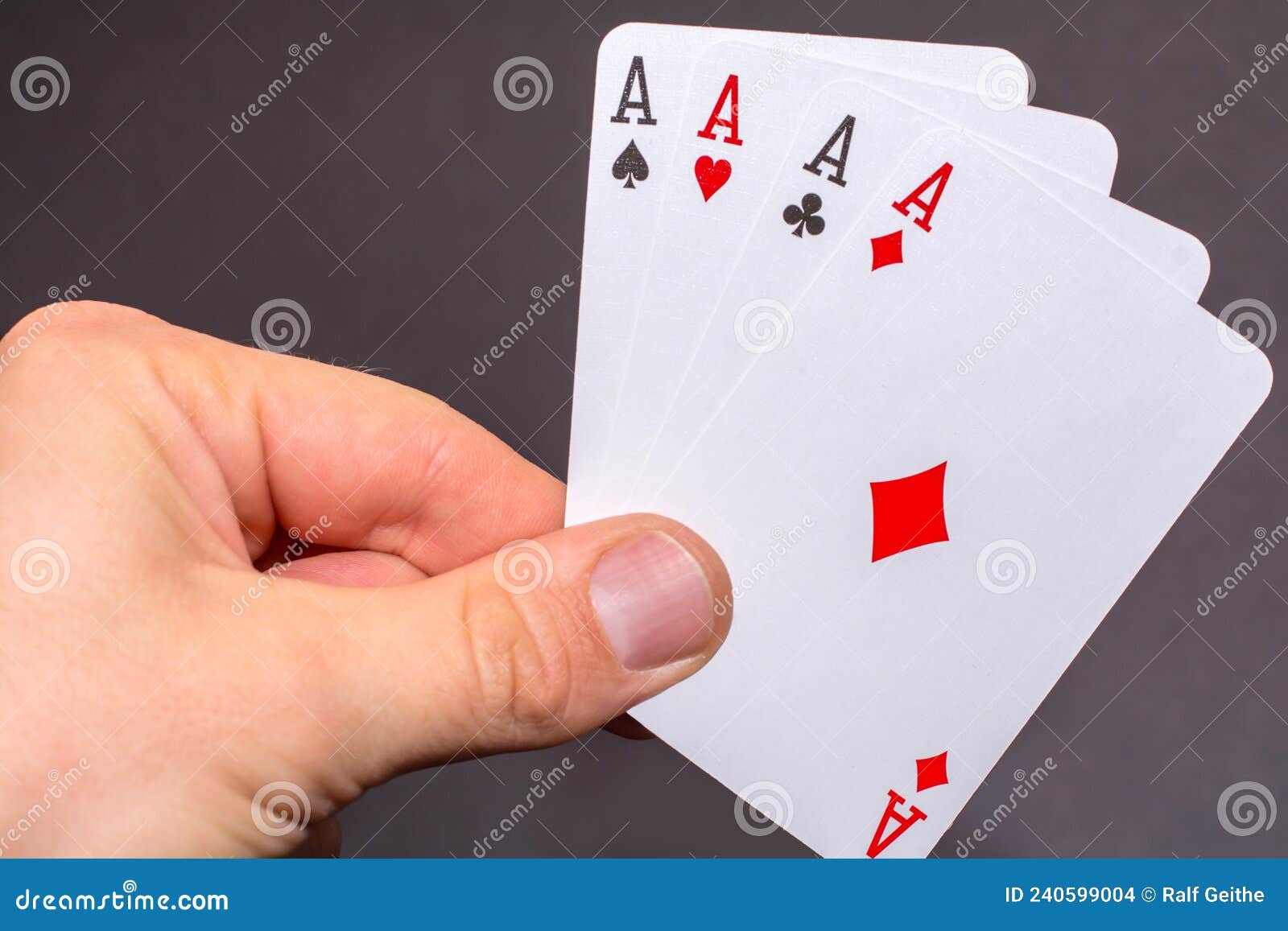 Four Aces on the Poker Hand Stock Photo - Image of luck, activities ...