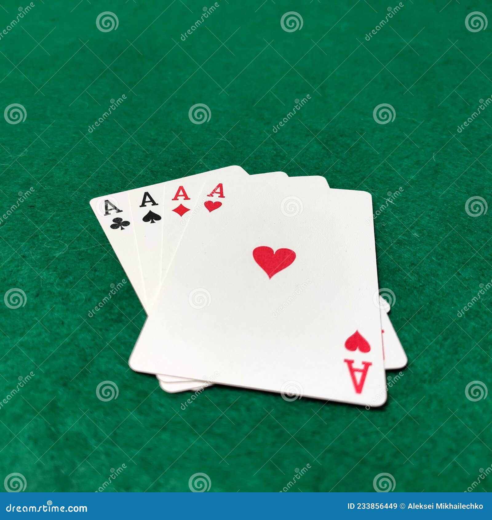 Four Aces on the Table on the Green Baize Stock Image - Image of ...