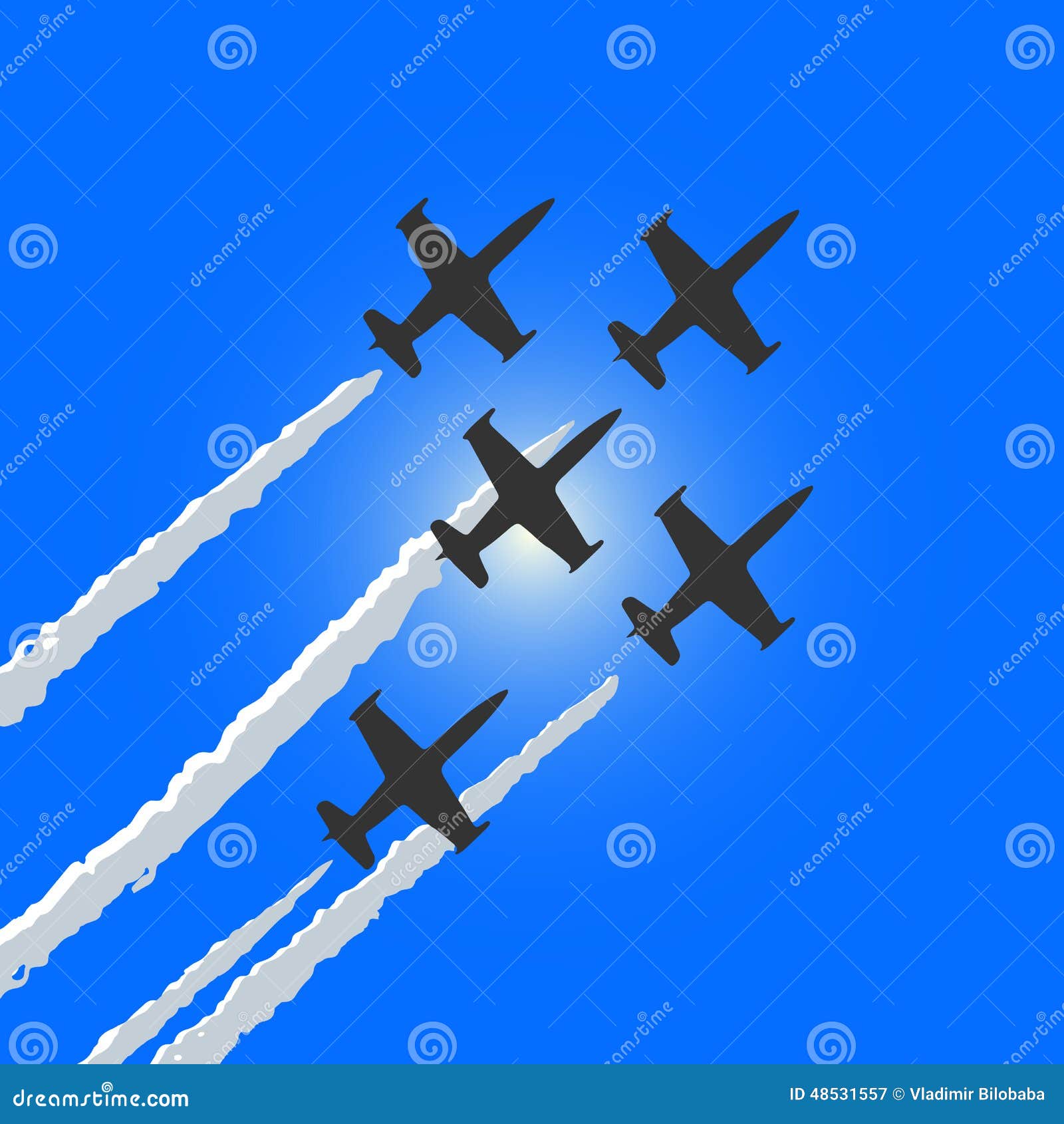 Four aircraft in sky stock vector. Illustration of aircraft - 48531557