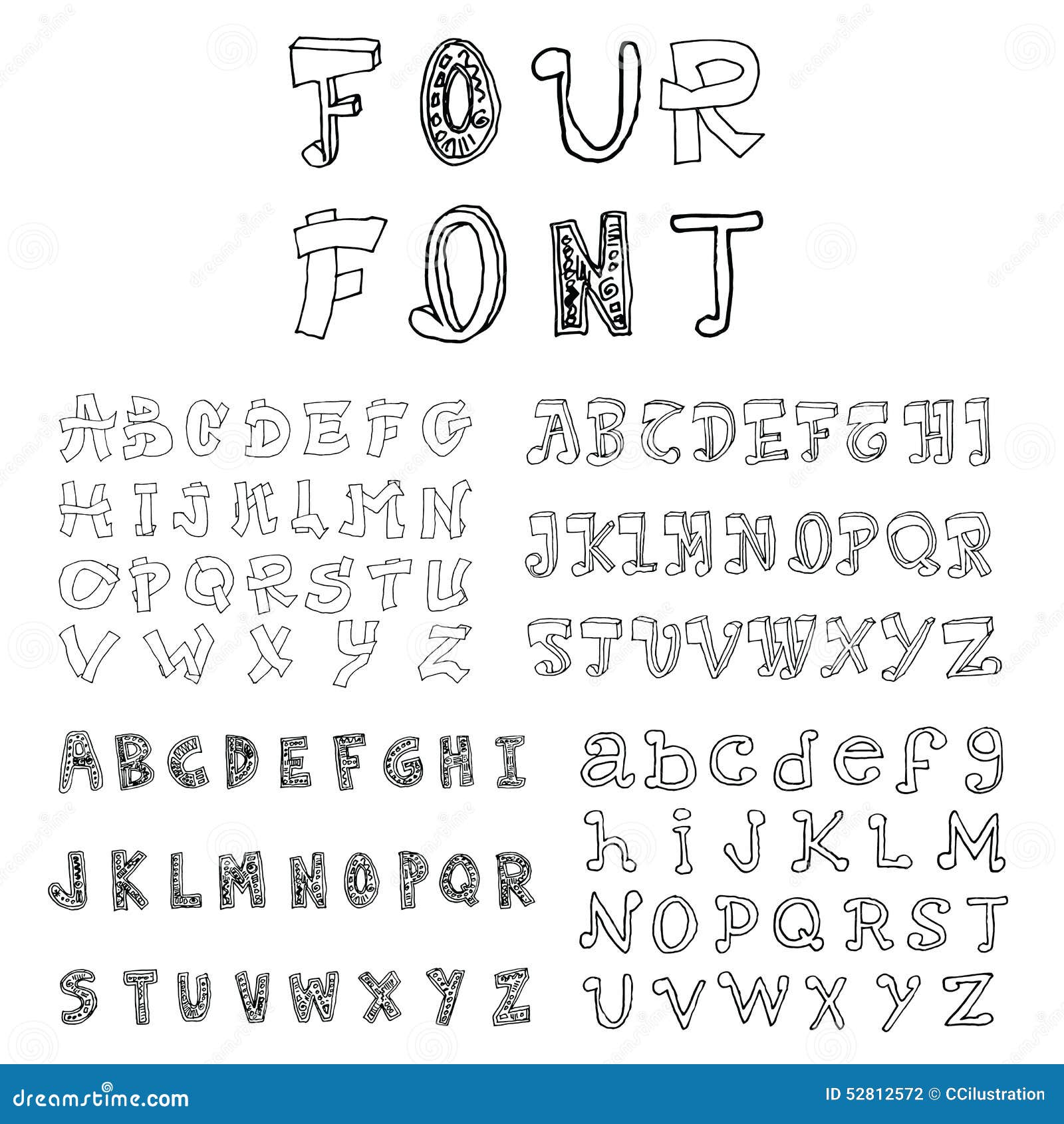Four Alphabet Font Line - Vector Illustration Stock Vector ...