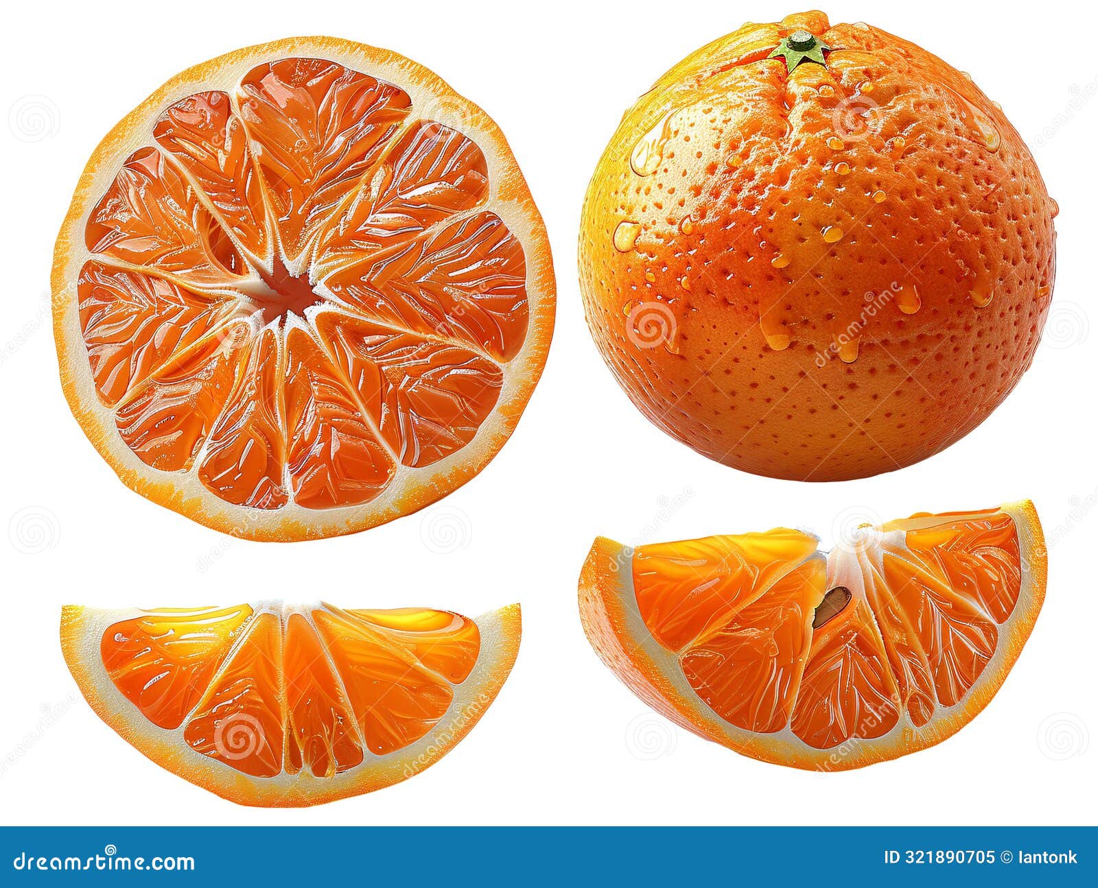 Four Angles of a Juicy Orange on White Background Stock Image ...