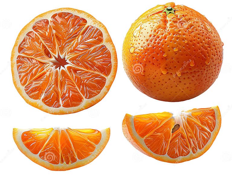 Four Angles of a Juicy Orange on White Background Stock Image ...
