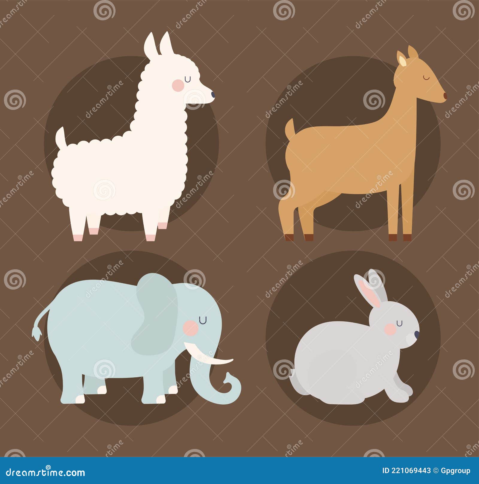 Four animals illustration stock vector. Illustration of safari - 221069443
