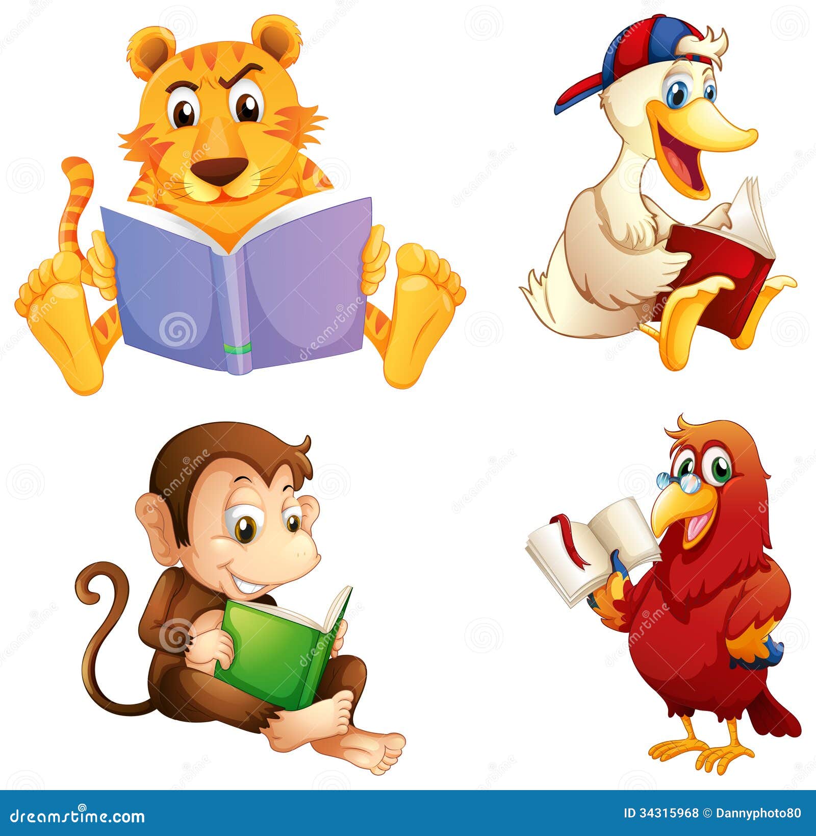 Animals Reading Book
