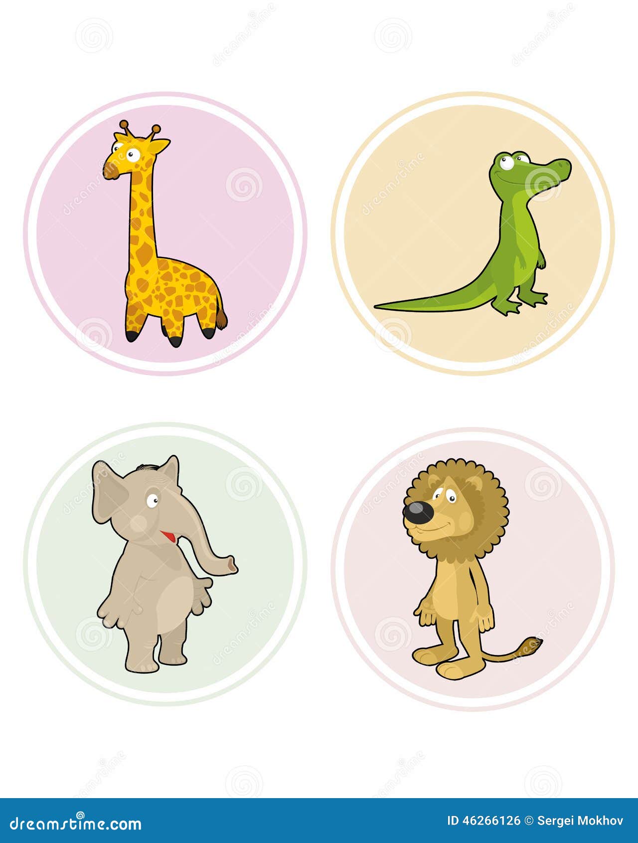 Four animals set stock vector. Illustration of cartoon - 46266126
