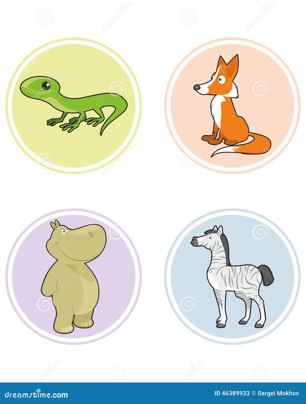 Four animals set stock vector. Illustration of characters - 46389933