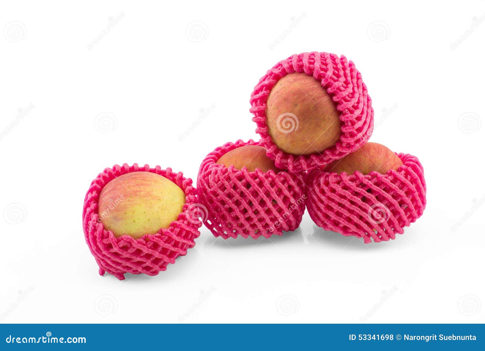 Four Apple Foam Protection Net Isolated White Background Stock Photos ...