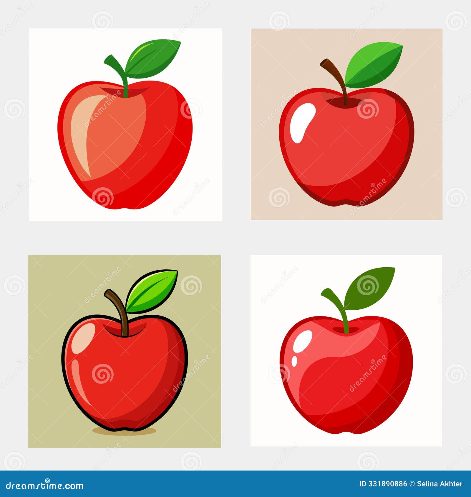 Four Apple Vector Illustration Icons. Stock Illustration - Illustration ...