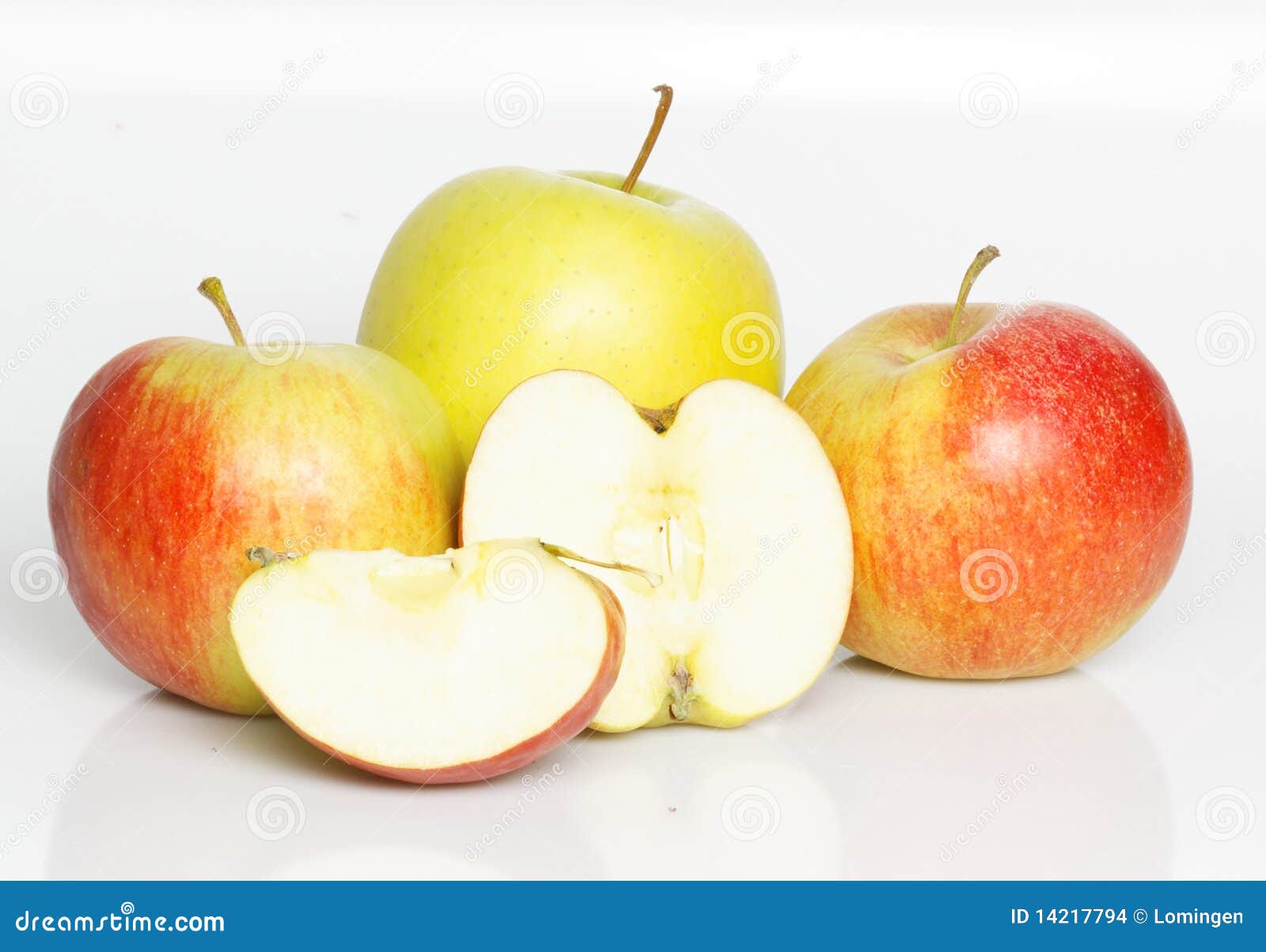 Four apples stock photo. Image of small, reflection, yellow - 14217794