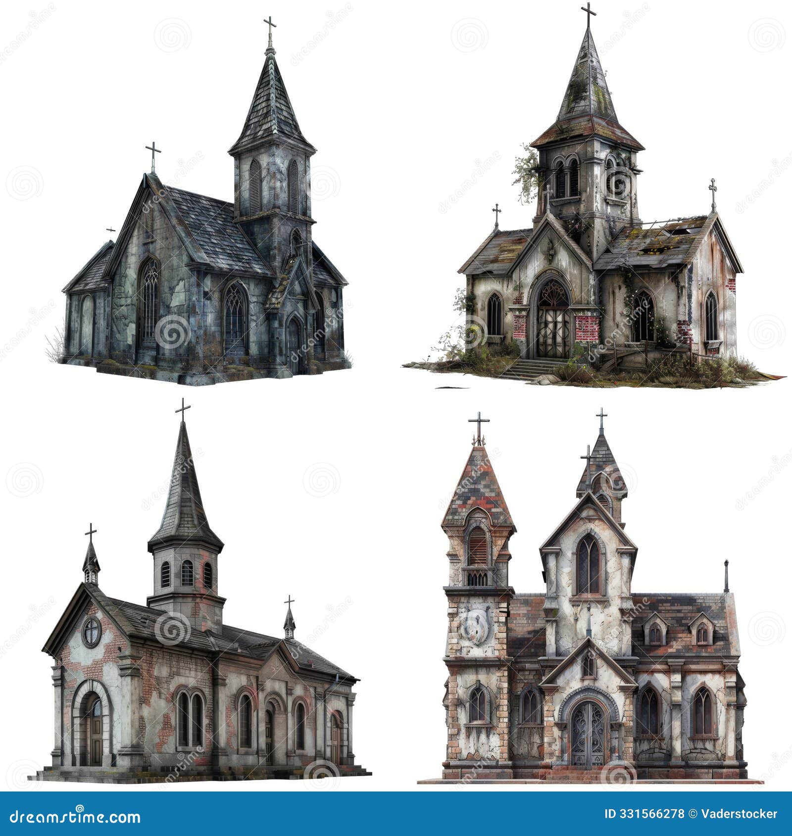 Four Architectural Styles Of Old Churches Stock Photography ...