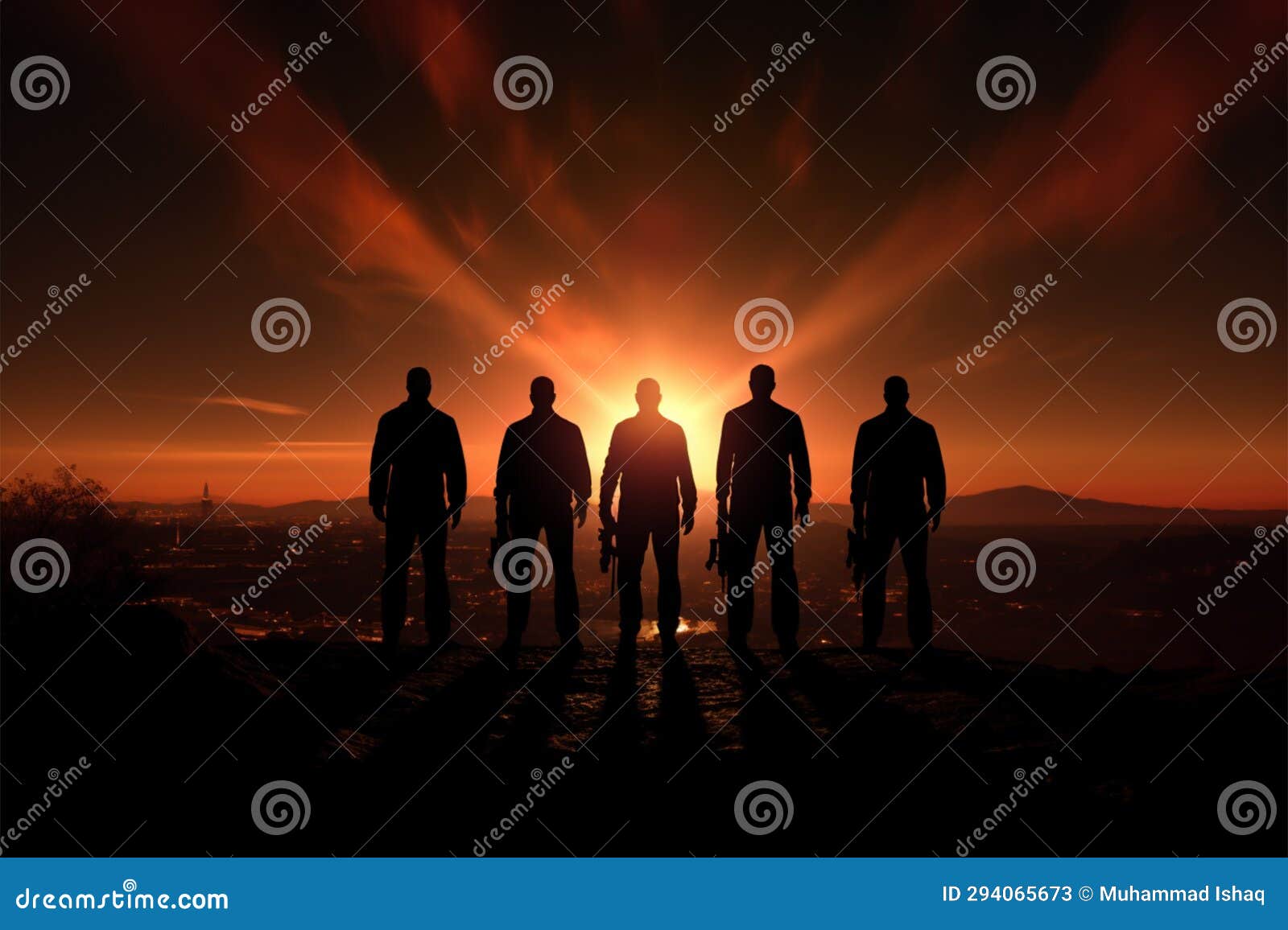 Four Armed Men, Alone in Their Silhouette, Exemplify Unity and Resolve ...