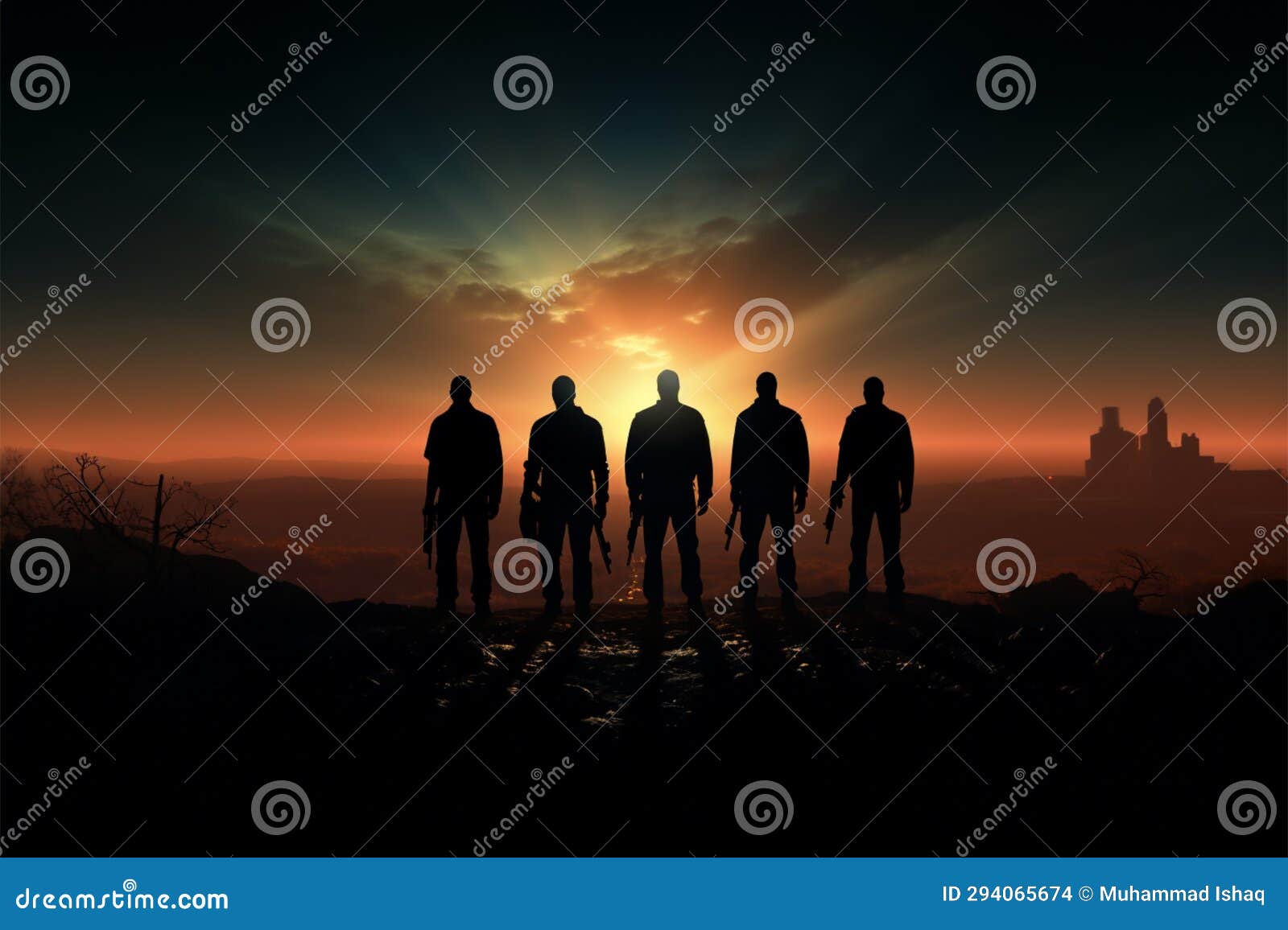 Four Armed Men, Alone in Their Silhouette, Exemplify Unity and Resolve ...
