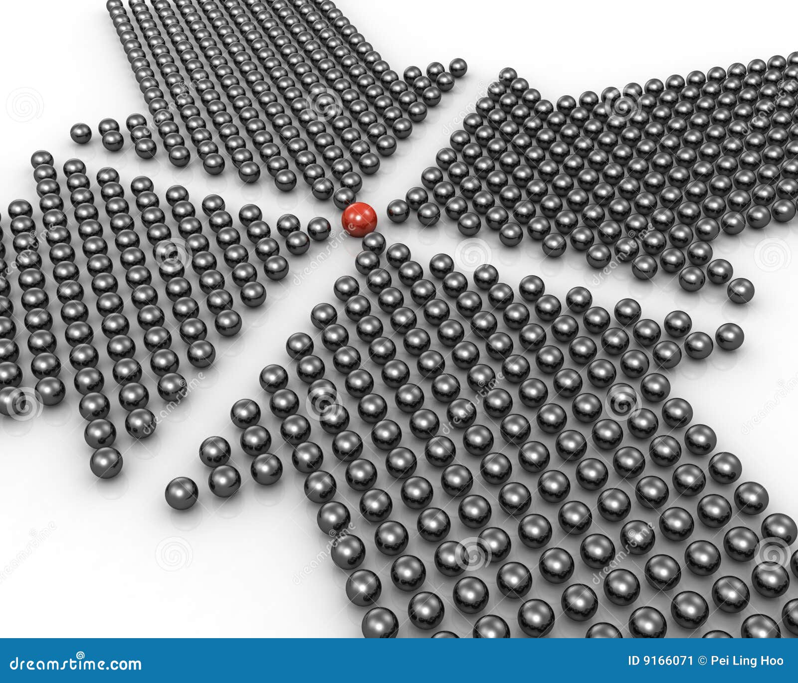 Four Arrow Point at Outstanding Red Ball Stock Illustration ...