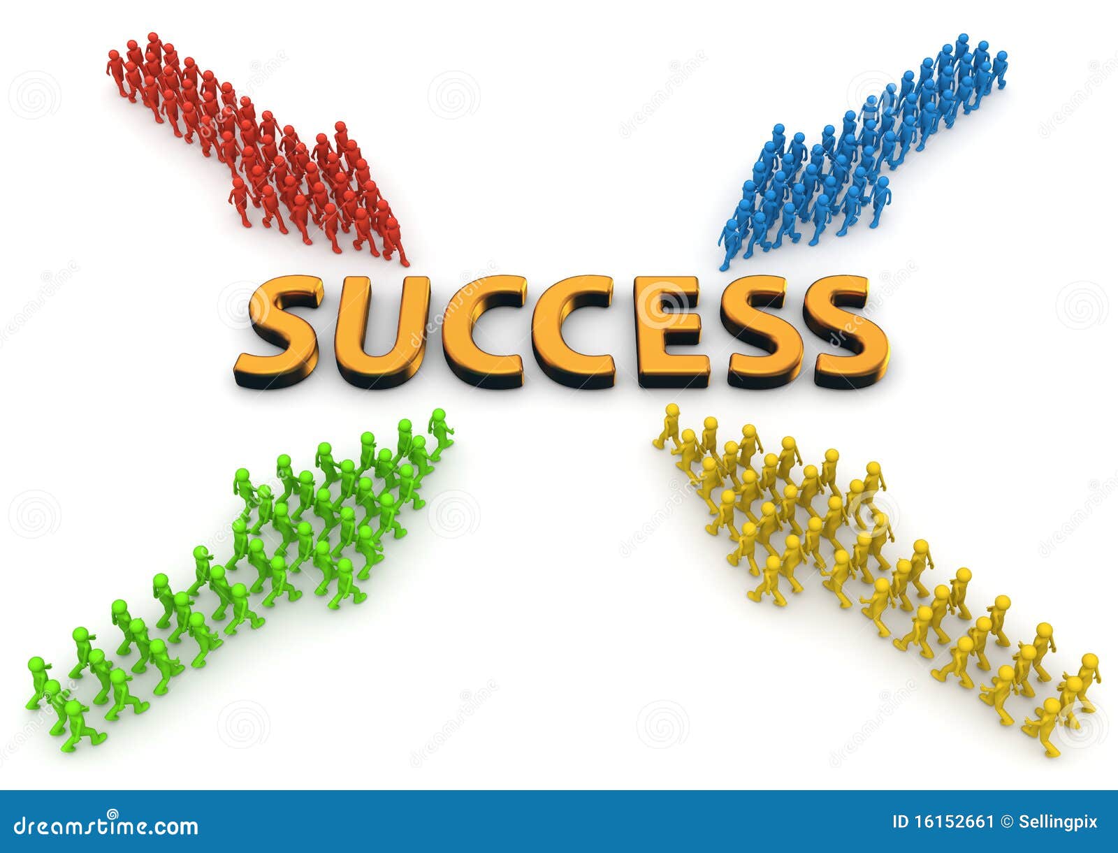 Four Arrows of Characters Going To Success Stock Illustration ...