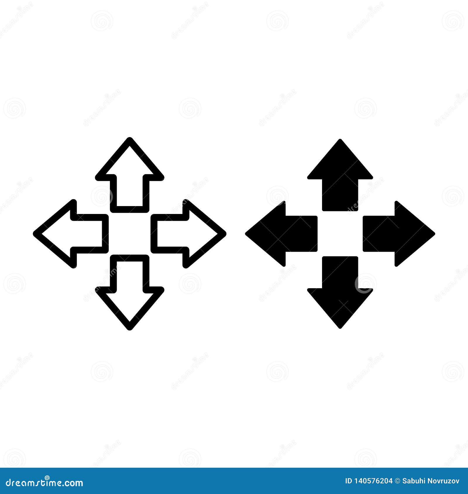 Four Arrows Line and Glyph Icon. Direction Vector Illustration Isolated ...