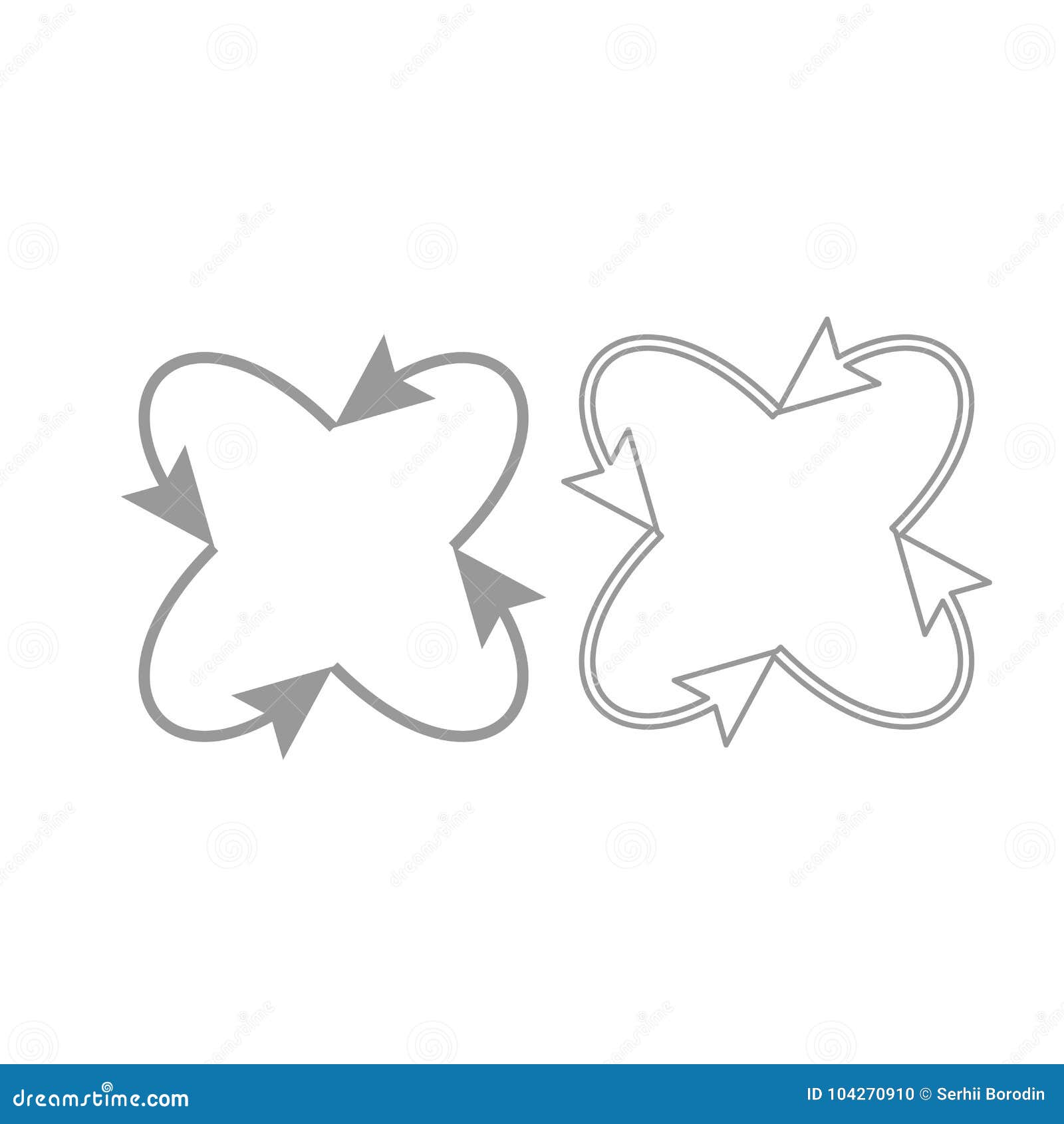Four Arrows in Loop in and from Center Icon Set Stock Vector ...