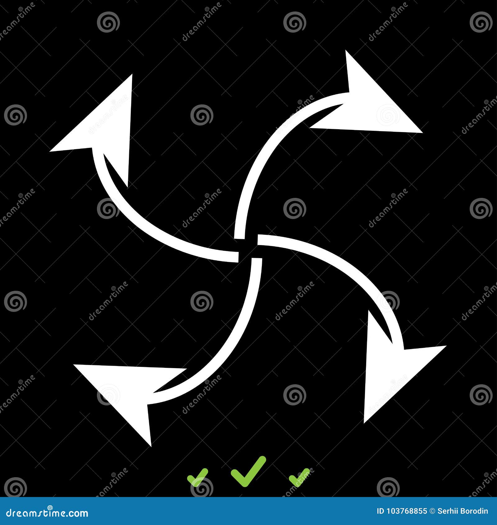Four Arrows in Loop from Center White Icon . Stock Vector ...
