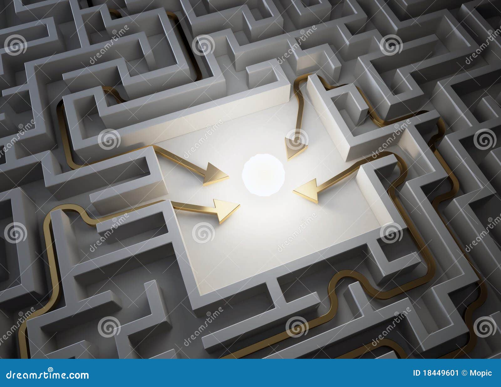 Four arrows in a maze stock image. Image of exit, complex - 18449601
