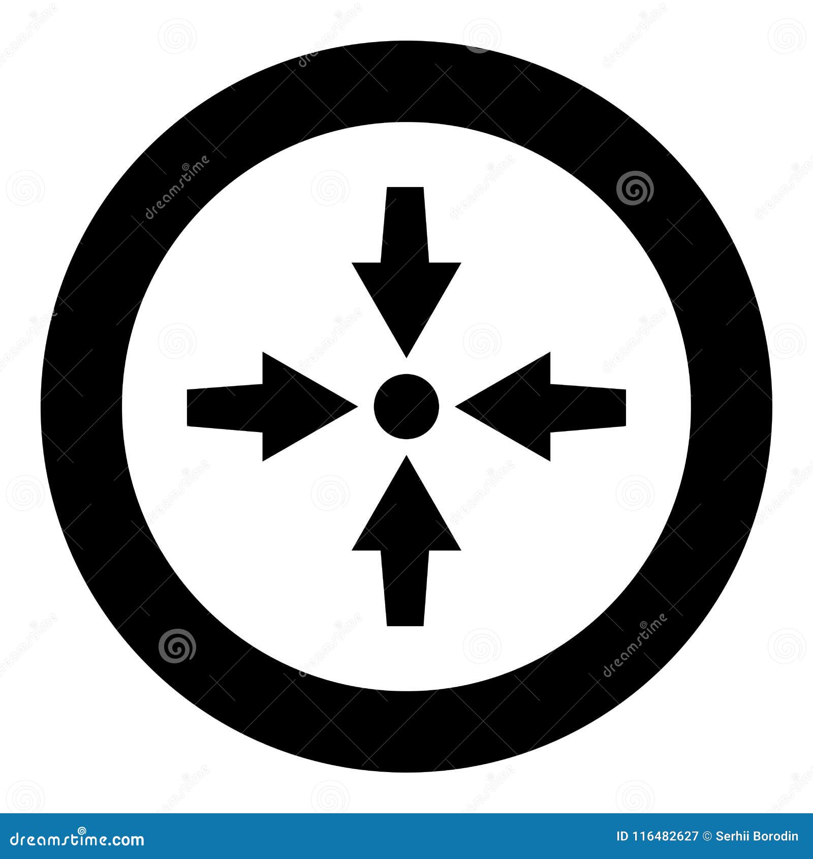 Four Arrows Point Show To Dot Icon Black Color Vector Illustration ... Four Arrows Point Show To Dot Icon Black Color Vector Illustration ...