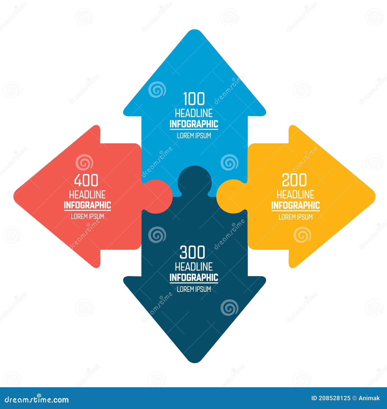 Four Arrows Infographic, Chart, Scheme, Diagram. Cartoon Vector ... Four Arrows Infographic, Chart, Scheme, Diagram. Cartoon Vector ...