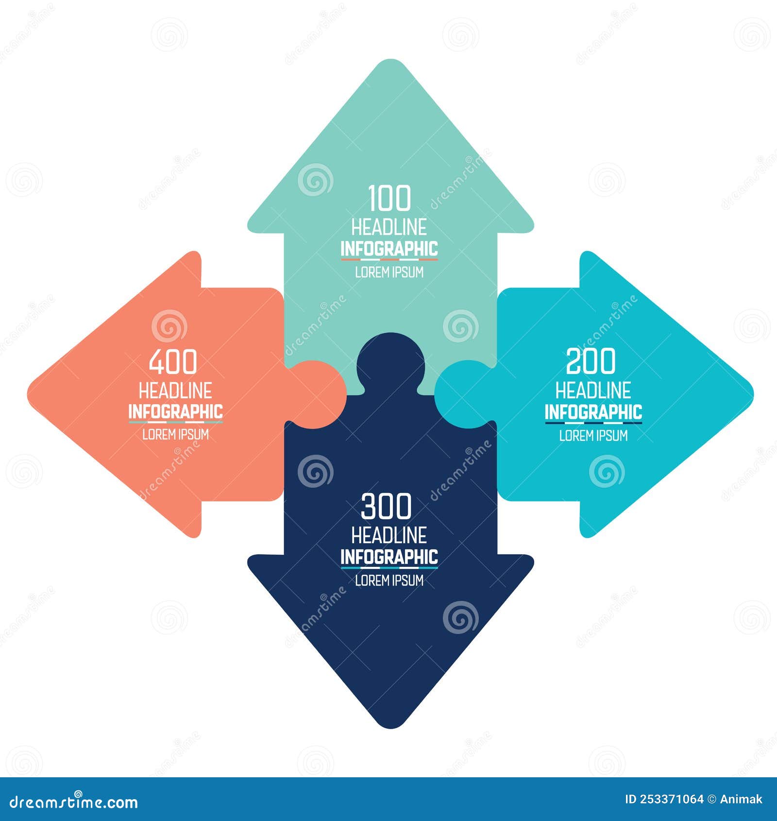 Four Arrows Puzzle Infographic, Chart, Scheme, Diagram Stock Vector ...