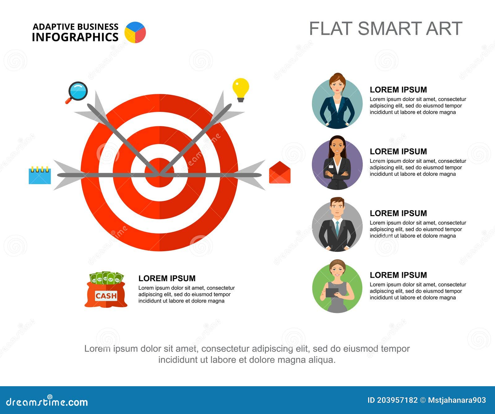 Four Arrows in Target Process Chart Template for Presentation Stock ...