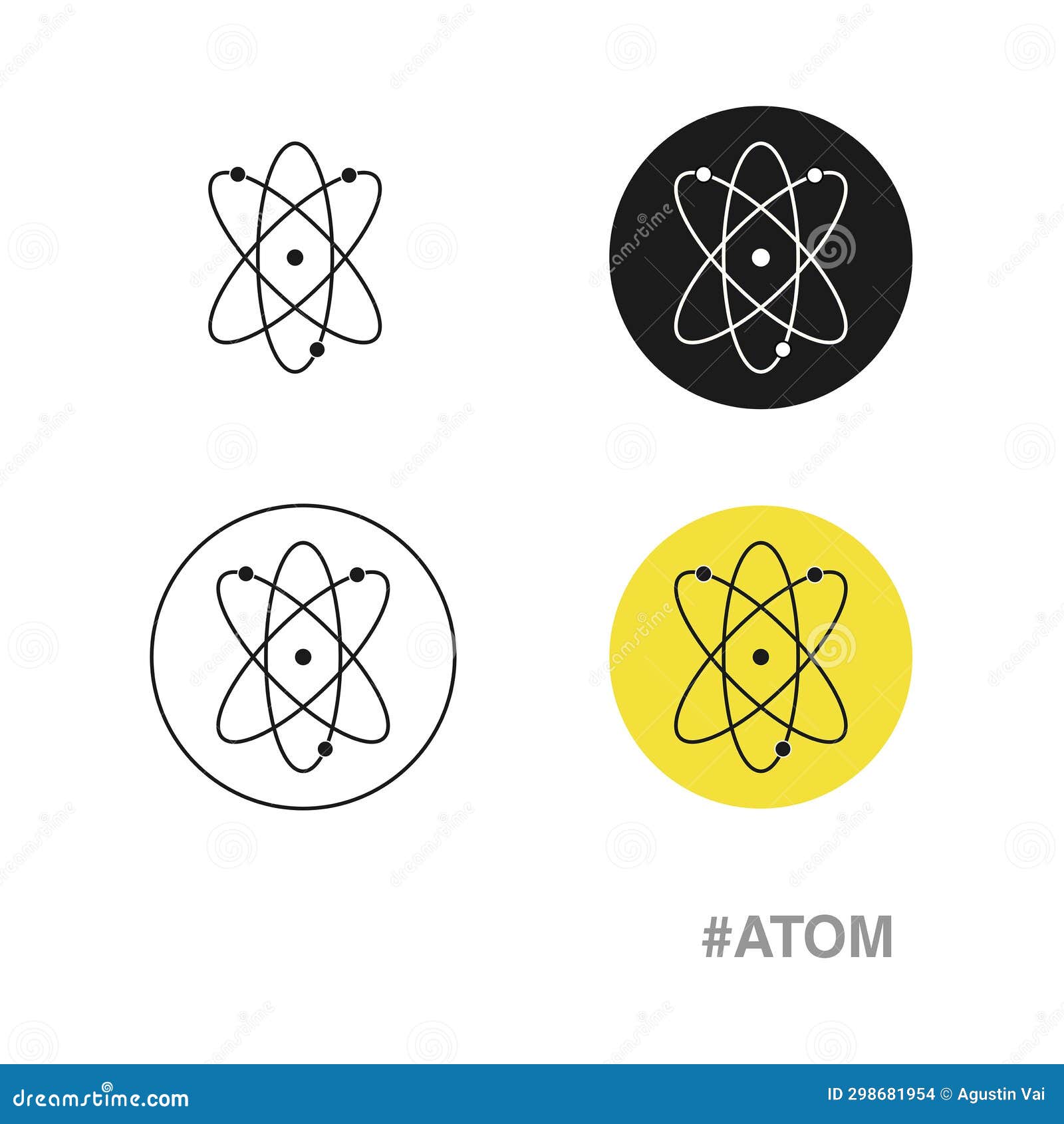 Four Atom Symbols on on a White Background Stock Vector - Illustration ...
