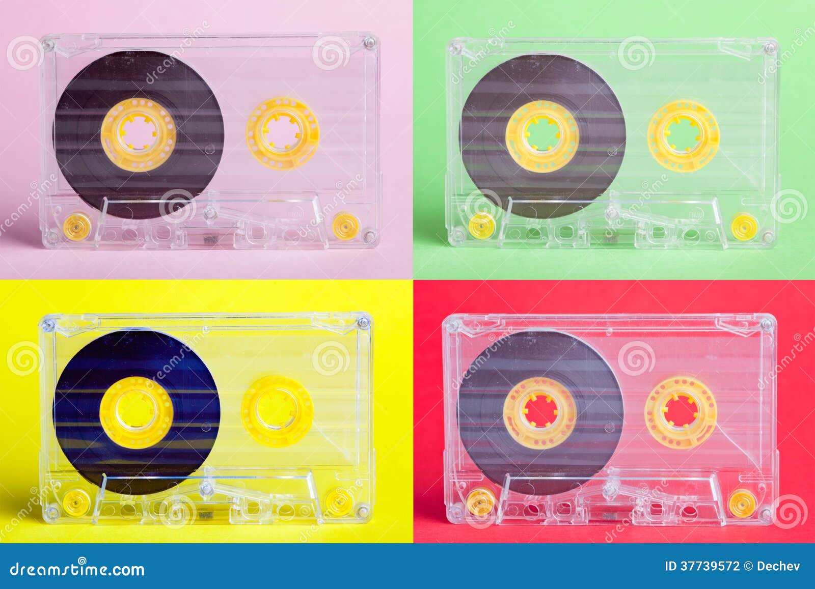 Four Audio Cassettes on Difrent Backgrounds Stock Photo - Image of ...