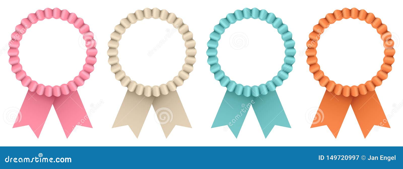 Four Award Badges Frame and Ribbons Retro Colors Stock Vector ...