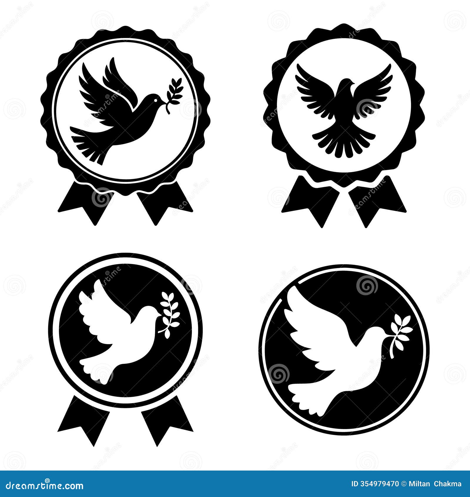 Four Award Ribbons with Peace Doves Stock Illustration - Illustration ...