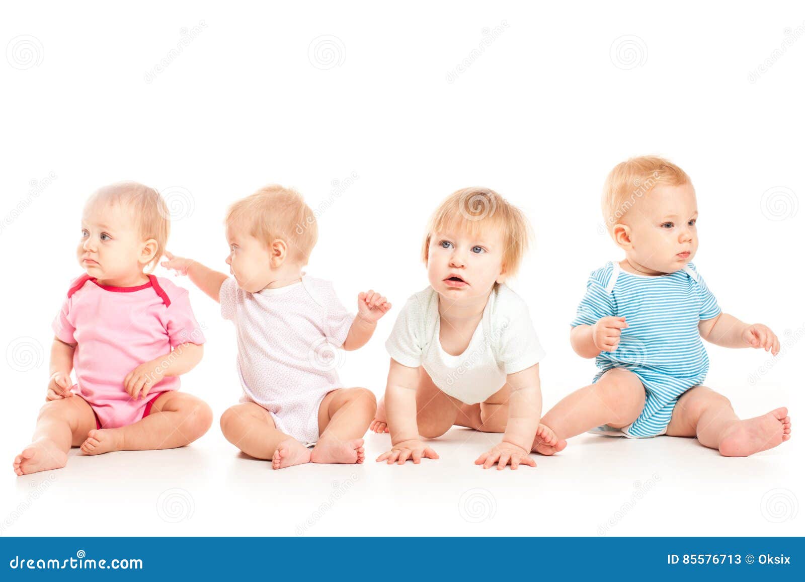 Four babies isolated stock image. Image of expression - 85576713