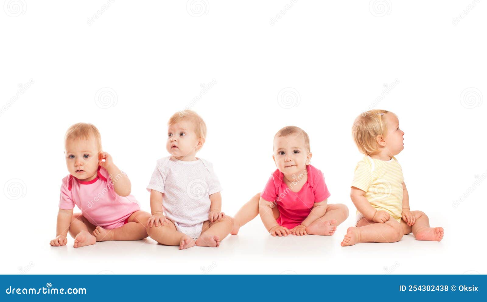 Four Babies Isolated Isolated on White Background Stock Photo - Image ...