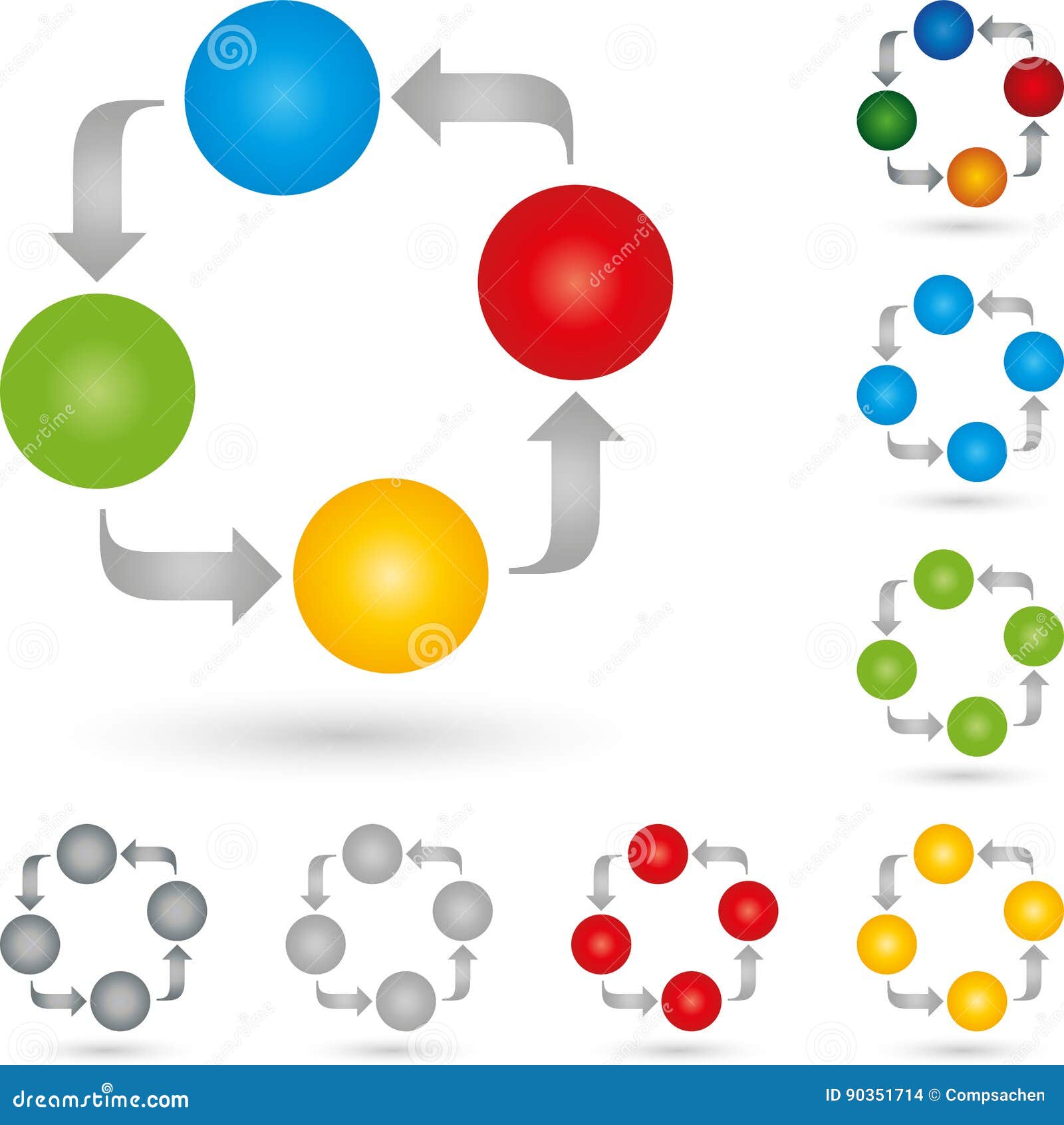 Four Ball and Arrows, Colored, Multimedia and Services Logo Stock ...