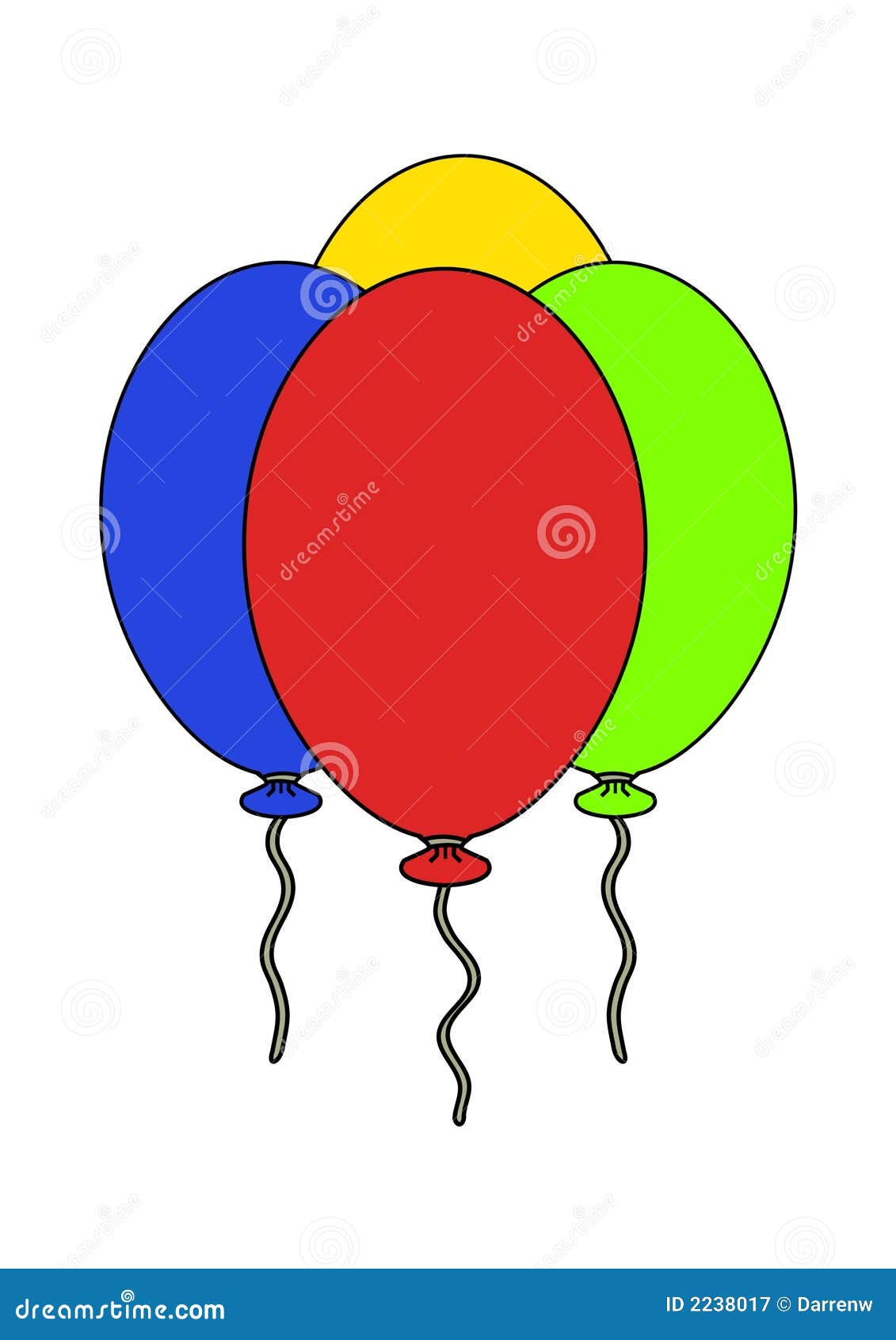 Four Balloons For Aeronautics Of Different Shapes And Colors On A White ...