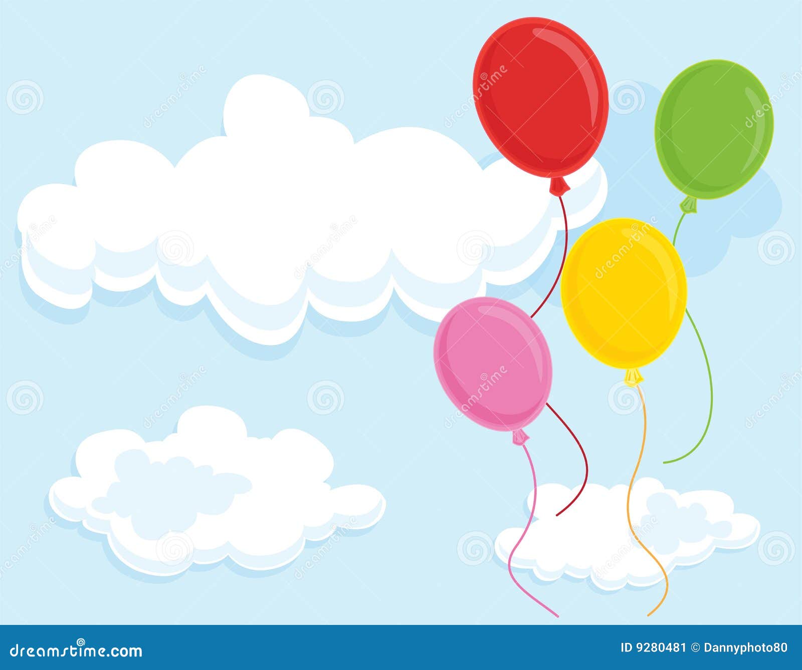 Four Balloons For Aeronautics Of Different Shapes And Colors On A White ...