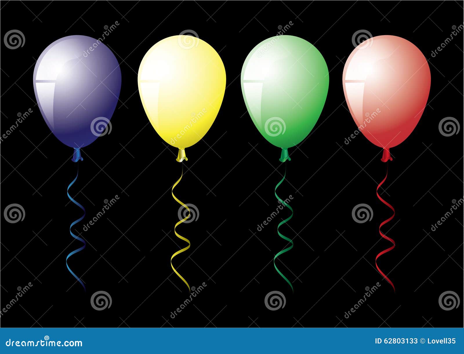 Four balloons stock illustration. Illustration of blue - 62803133