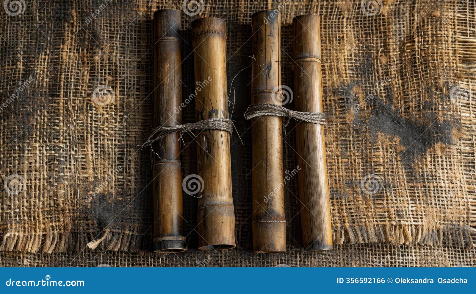 Four Bamboo Tubes on Woven Texture. Stock Photo - Image of tubes ...