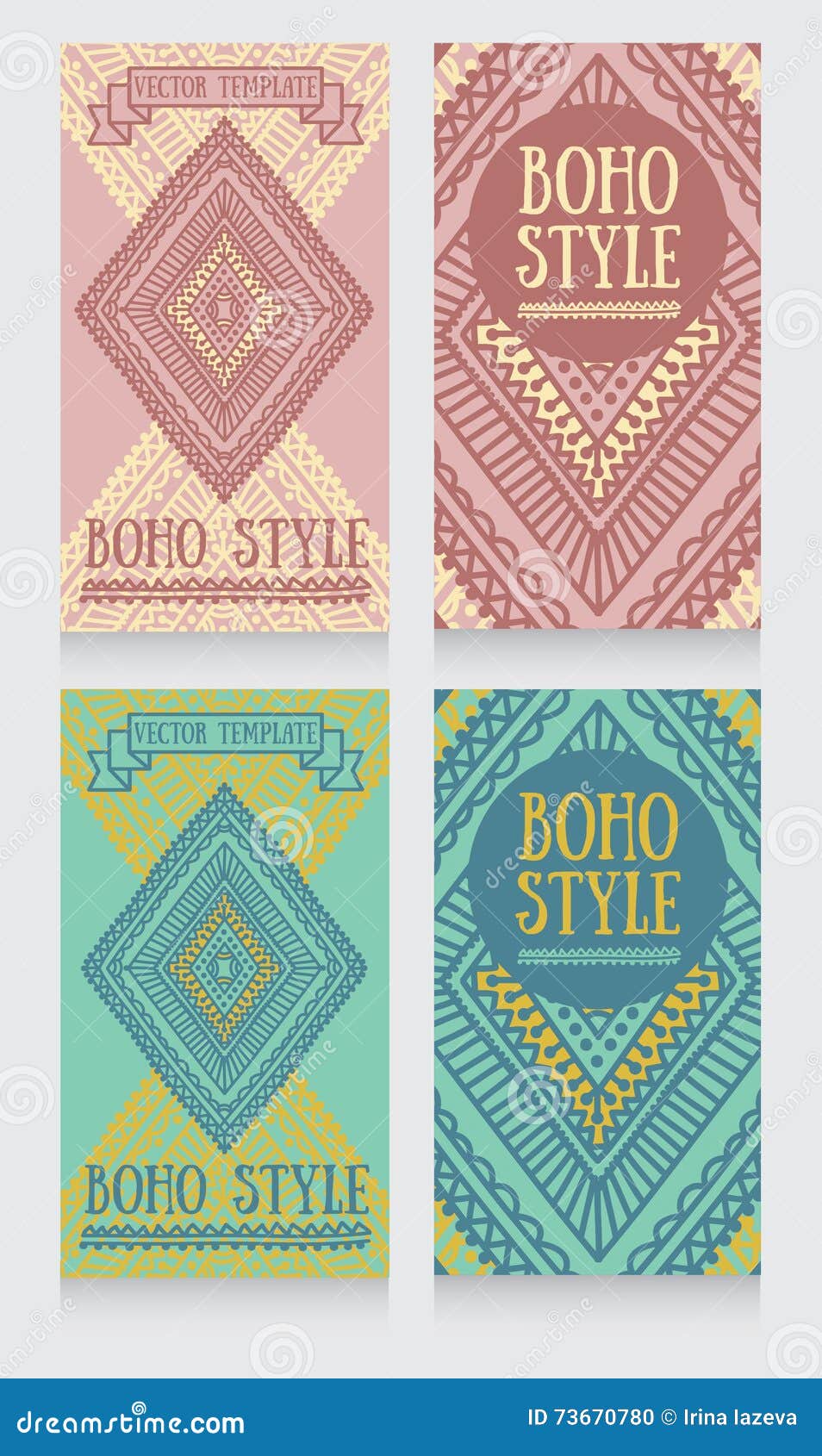 Four banners in boho style stock vector. Illustration of collection ...