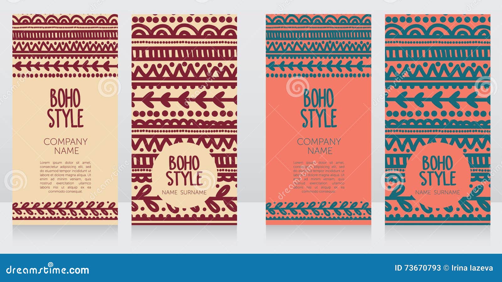 Four banners in boho style stock vector. Illustration of abstract ...