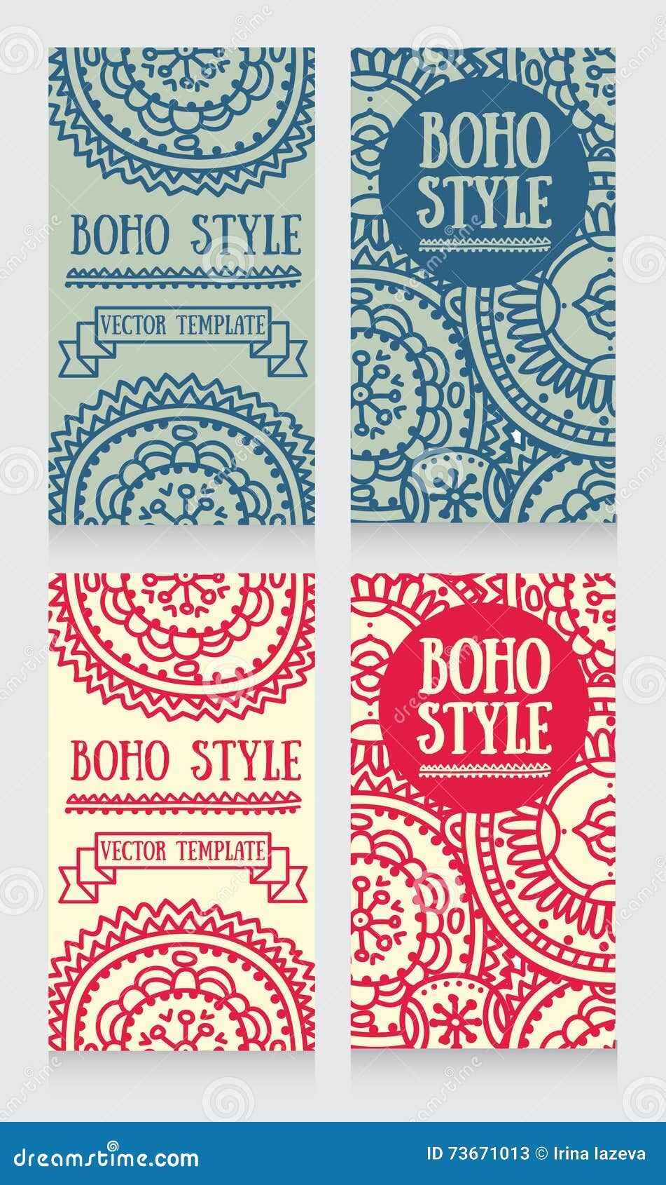 Four banners in boho style stock vector. Illustration of graphic - 73671013