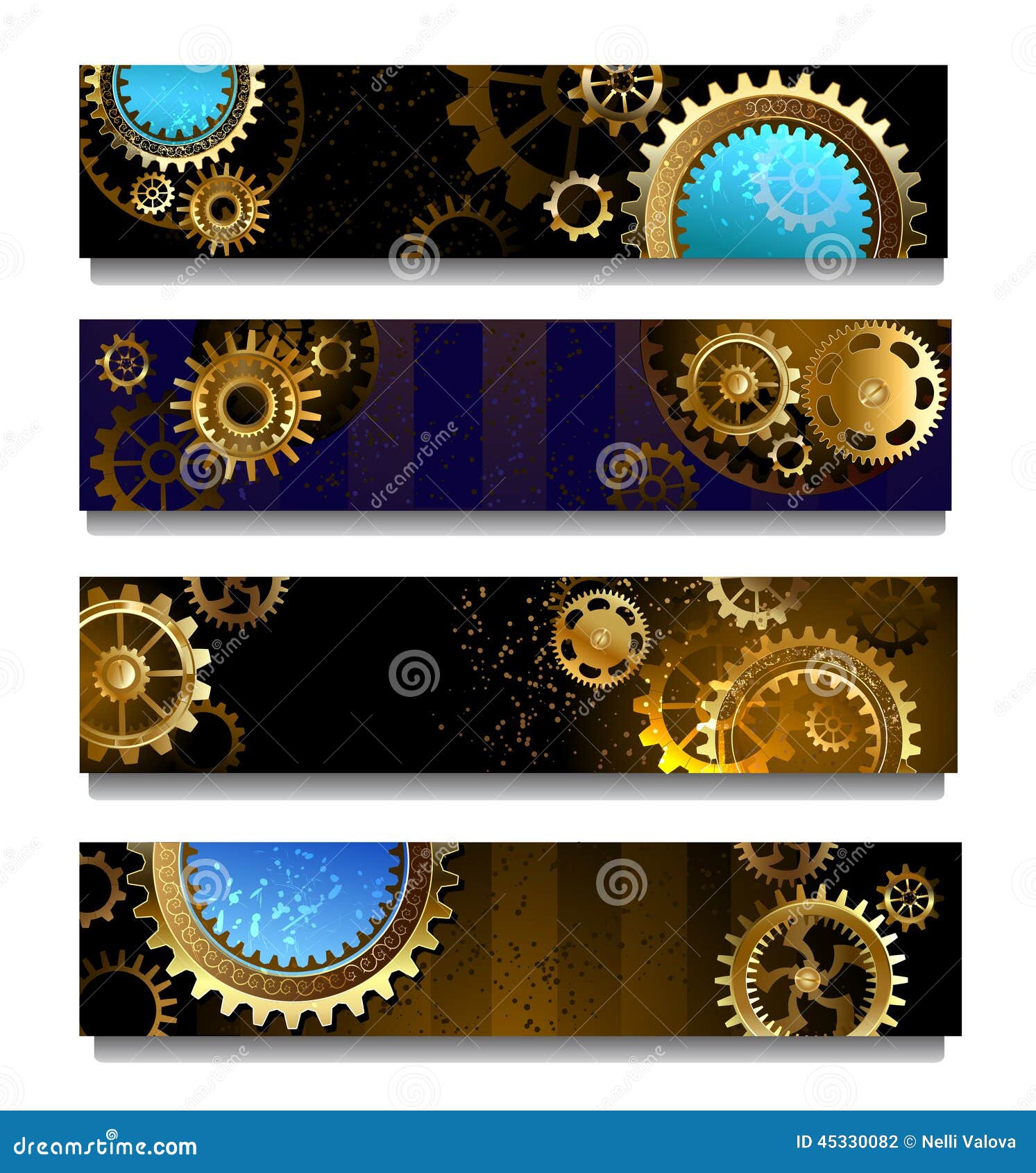 Four banners with gears stock vector. Illustration of rust - 45330082