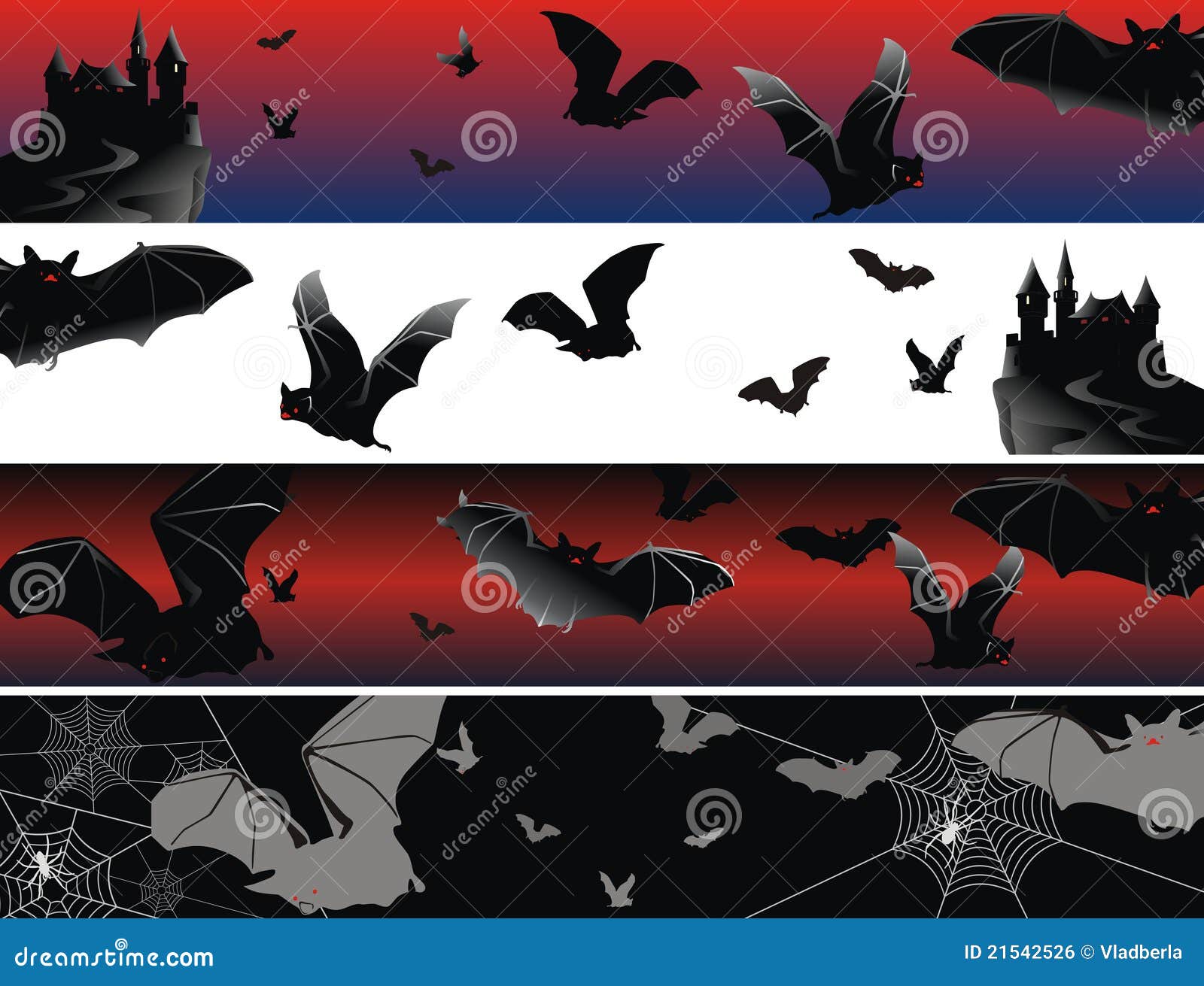 Four bat banners stock vector. Illustration of black - 21542526