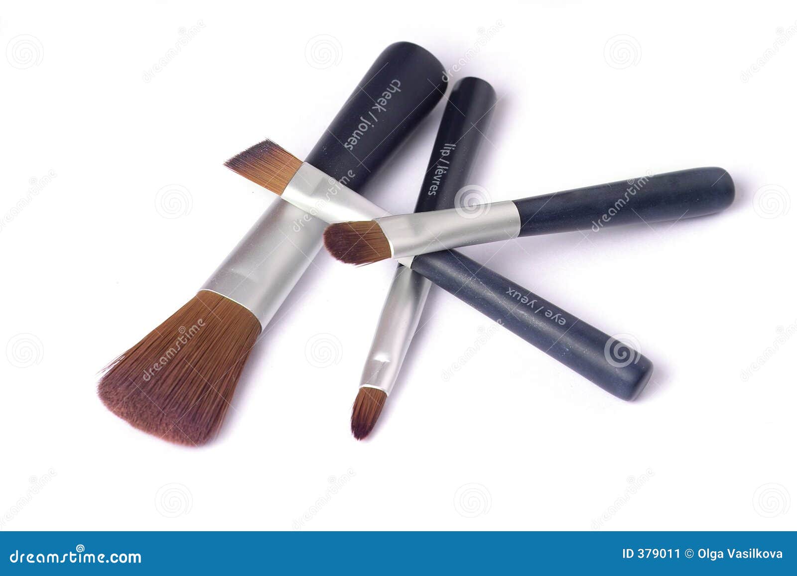 Four beauty brushes stock image. Image of glamorous, light - 379011
